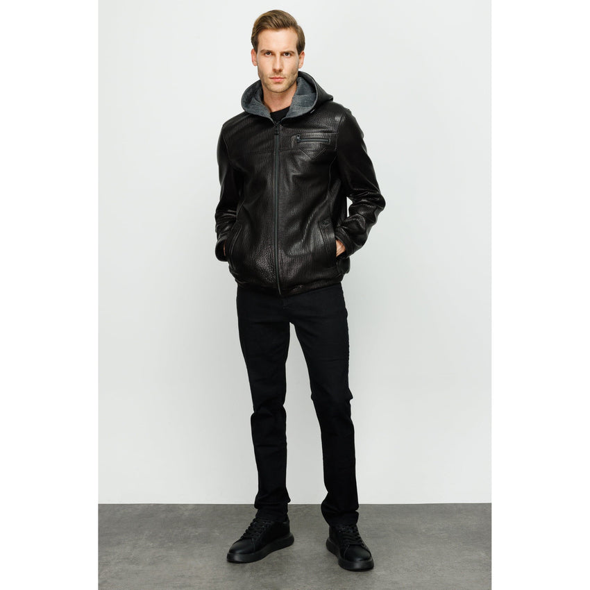 The Byron Ribi Black Leather Men Jacket – J.Valintin Men's Wear Legend