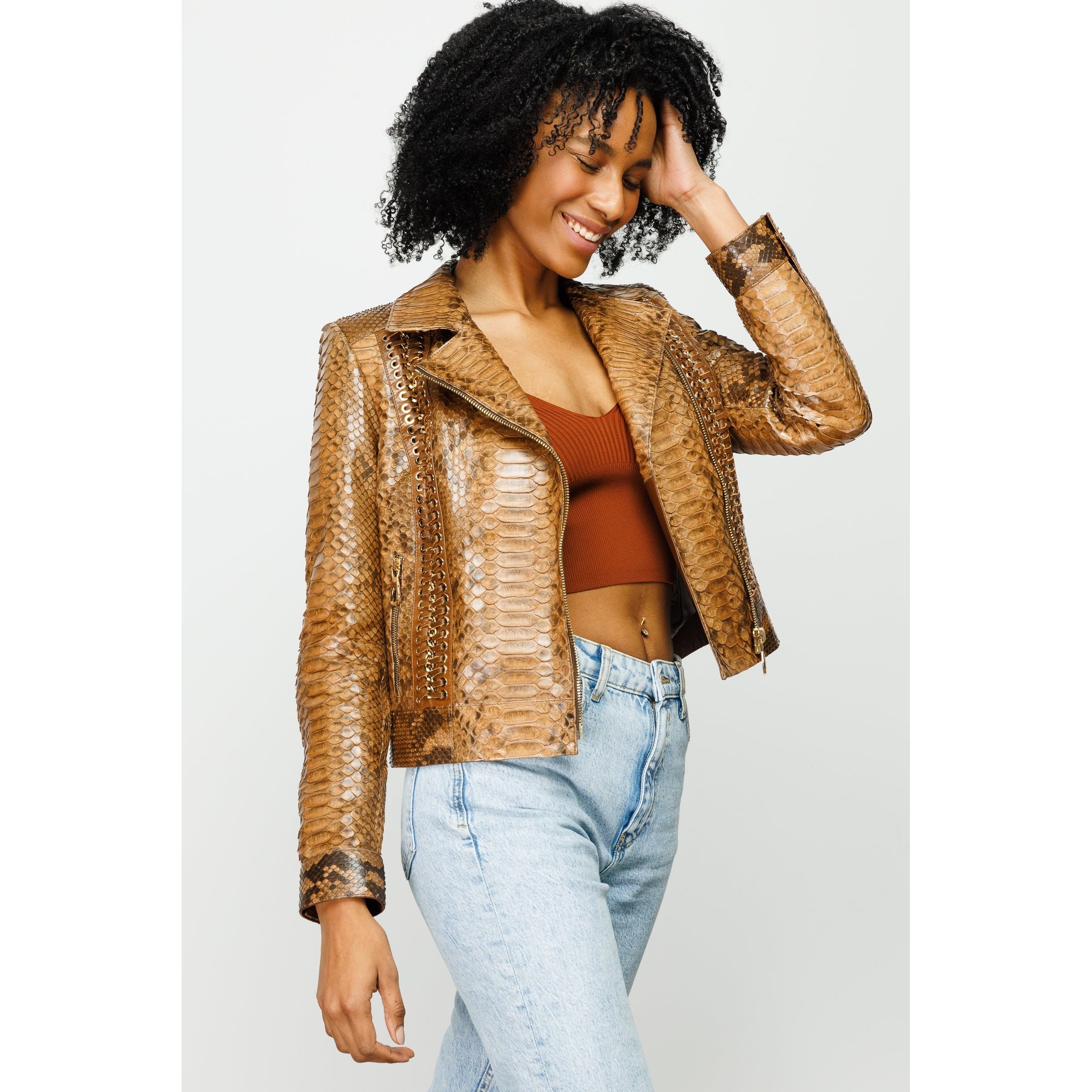 The Nayro Pythn Tan Leather Women Jacket J Valintin Men S Wear Legend