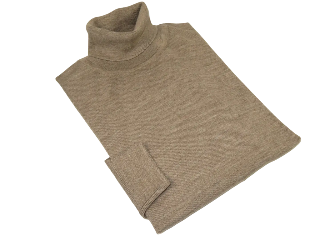 Men PRINCELY Italian Wool Blend Turtle Neck Pullover Slim 84001-80 Tan ...