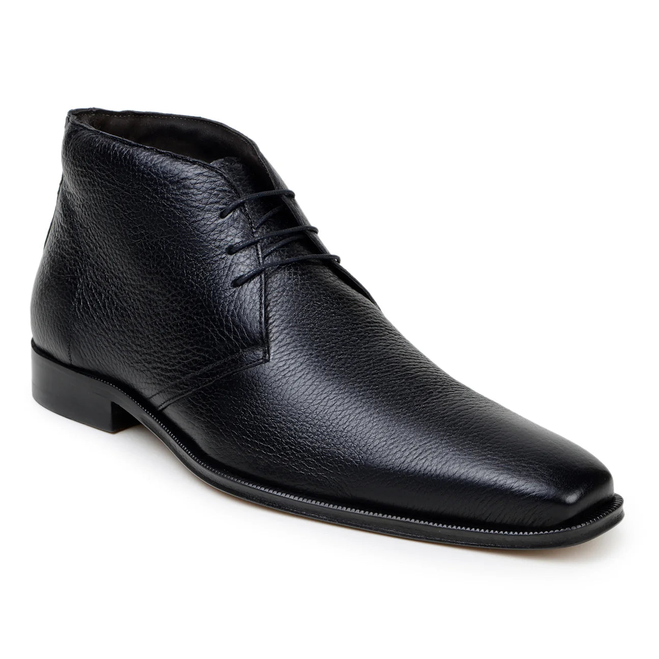 Belvedere Axel Boots Italian Deerskin, Soft Napa Leather Lace Up Black ...