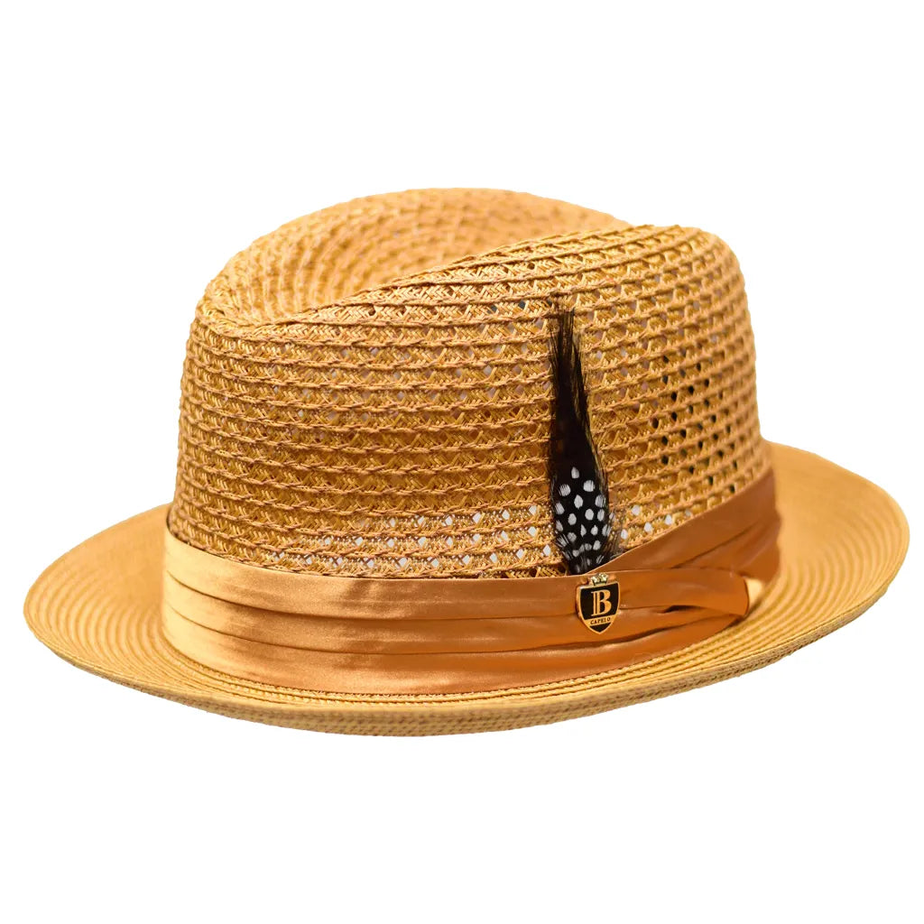 Men's BRUNO CAPELO Stingy Brim Fedora Braid Straw Hat Santa Cruz SC618 ...