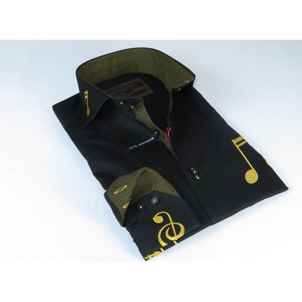 Mens AXXESS Musician Singer Dress Shirt Turkey Musical Notes 322-13 Bl ...